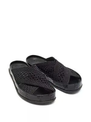 Fendi Graphic Woven Platform Sandals