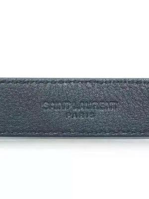 Saint Laurent 2019 Cassandre Crackle-effect Belt - Silver