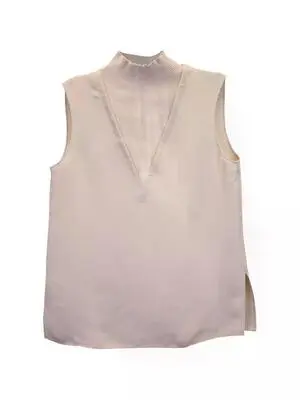 Theory Sleeveless Mock Neck Rib-knit Paneled Top