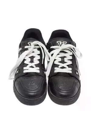 LOUIS VUITTON Leather Trainer Sneakers With Debossed Monogram Motif