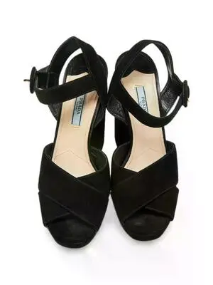 Prada Platform Ankle-strap Sandals - Black
