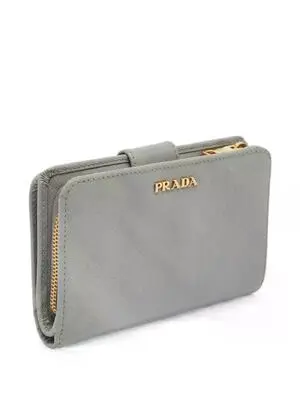Prada Flap French Saffiano Leather Wallet - Grey