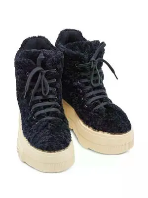 Casadei Shearling Platform Lace-up Boots