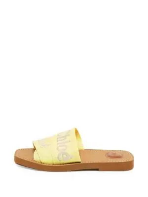 Chloé Woody Logo-print Slides - Yellow