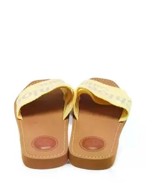 Chloé Woody Logo-print Slides - Yellow