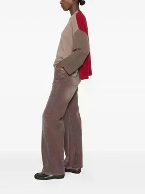 BEYOU Colour-block Ribbed Trim Sweater