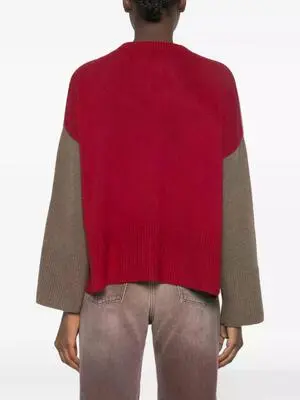 BEYOU Colour-block Ribbed Trim Sweater