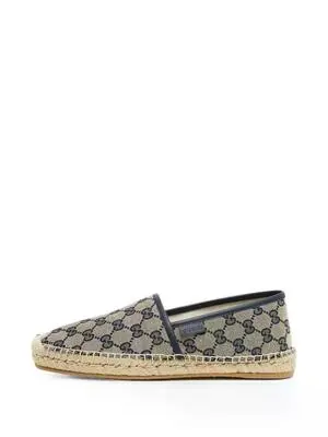 Gucci Gg Monogram Canvas Leather Trim Espadrilles