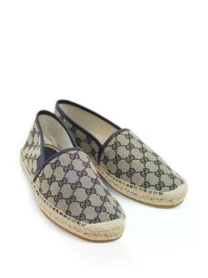 Gucci Gg Monogram Canvas Leather Trim Espadrilles