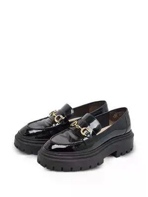 STUART WEITZMAN Patent Leather Accent Chain-link Platform Loafers