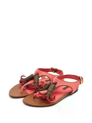 LOUIS VUITTON Monogram Canvas Tassel Sandals - Red