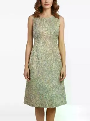 Dolce & Gabbana Floral-jacquard Sleeveless Round Neck A-line Dress - Gold