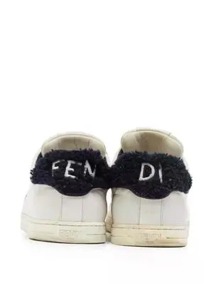 Fendi Shearling-trim Low-top Sneakers