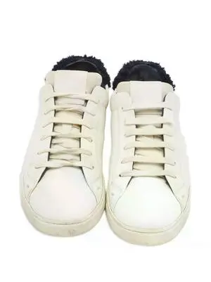 Fendi Shearling-trim Low-top Leather Sneakers