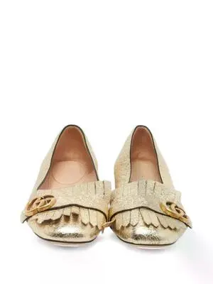 Gucci Marmont Metallic Fringe Ballet Flats