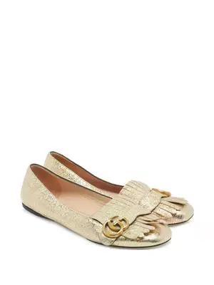 Gucci Marmont Metallic Fringe Ballet Flats