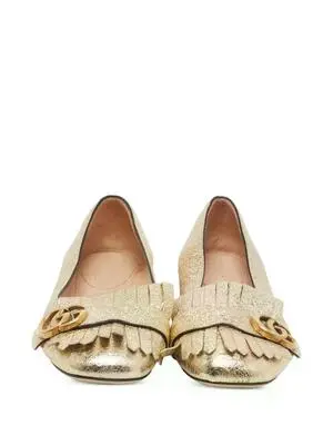 Gucci Marmont Metallic Fringe Ballet Flats