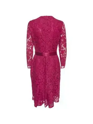Carolina Herrera Floral-lace Belted Midi Dress