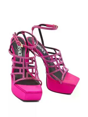Versace Greca Maze Crystal-embellished Ankle Strap Platform Sandals