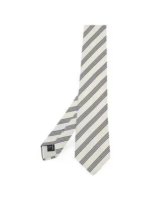 Giorgio Armani Striped Silk Neck Tie - Neutrals