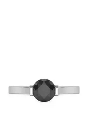 SOLO FOR DIAMONDS Round-cut Black Diamond Ring In 14k White Gold - Silver