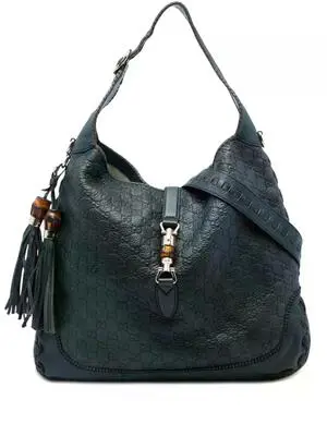 Gucci 2016-2026 Large Guccissima New Jackie Satchel - Blue