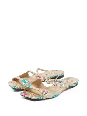 JIMMY CHOO Python-embossed Sandals - Neutrals