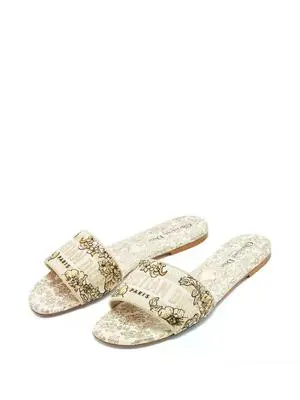 Dior Dway Millefiori Embroidered Slides - Neutrals
