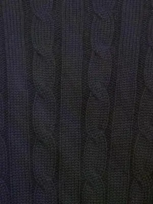 Polo Ralph Lauren Navy Cotton Cable Knit Logo-embroidered Crew Neck Sweater