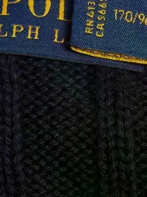 Polo Ralph Lauren Navy Cotton Cable Knit Logo-embroidered Crew Neck Sweater