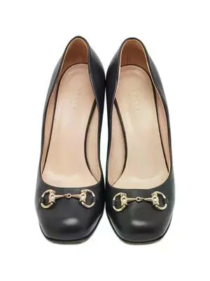 Gucci Leather Horsebit Block-heel Pumps
