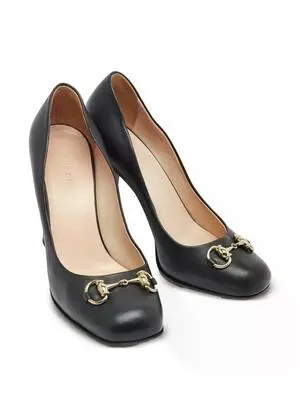 Gucci Leather Horsebit Block-heel Pumps
