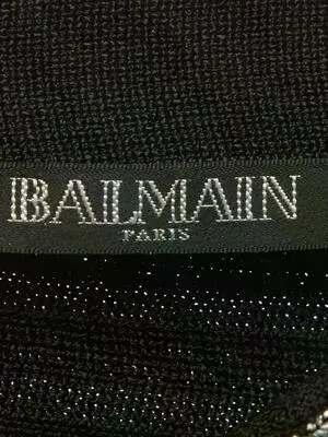 Balmain Rib Knit Horizontal Stripe Metallic Midi Skirt