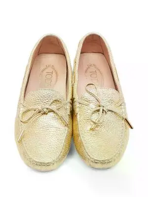 TOD'S Metallic Effect Gommino Leather Loafers