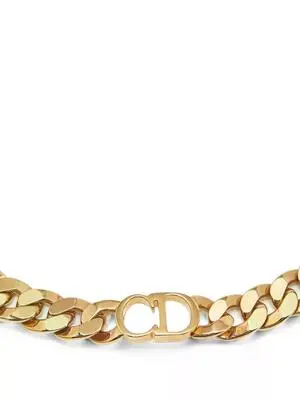 Dior Tone Curb-link Choker Necklace With Cd Logo