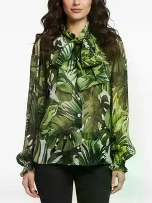 Dolce & Gabbana Printed Pussy-bow Blouse