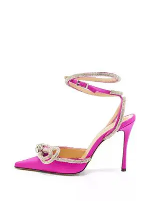 Mach & Mach Double Bow Crystal-embellished Heeled Pumps