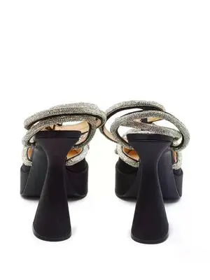 Mach & Mach Crystal Embellished Double Bow Platform Pumps