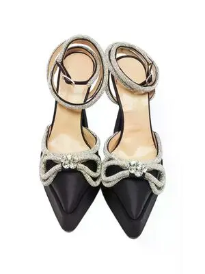 Mach & Mach Crystal Embellished Double Bow Platform Pumps