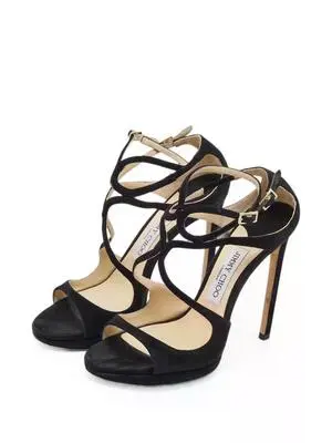 JIMMY CHOO Suede Looping Strappy Stiletto Sandals