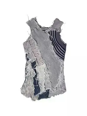 BORBALA Fluff Patchwork Fluffy Tank Top