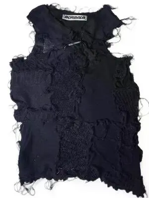 BORBALA Frayed Patchwork Top