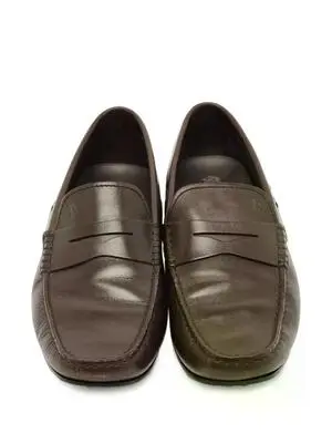 TOD'S Leather Gommino Penny Loafers - Brown