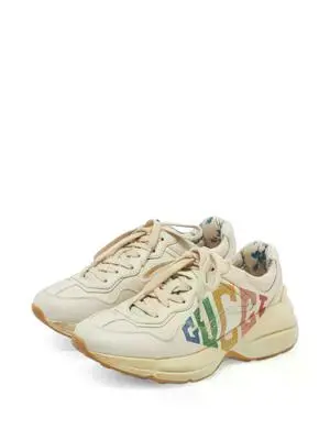 Gucci Rhyton Logo Print Sneakers - Neutrals
