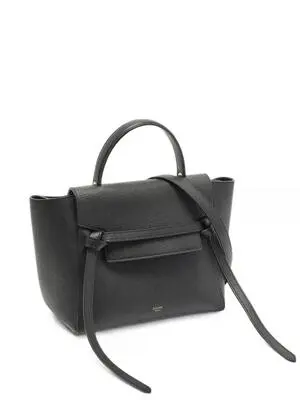 Celine Micro Belt Leather Tote Bag - Black