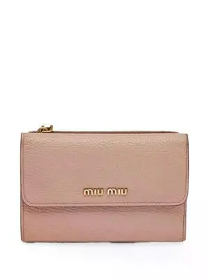Miu Miu Logo-plaque Trifold Wallet - Neutrals
