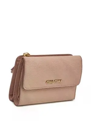 Miu Miu Logo-plaque Trifold Wallet - Neutrals