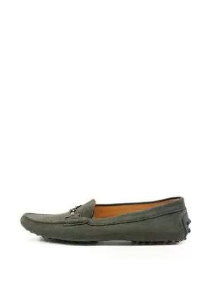 TOD'S Leather Gommino Double T Loafers - Green