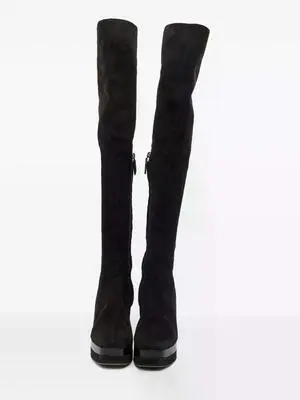 Hermès Suede Platform Wedge Knee-high Boots