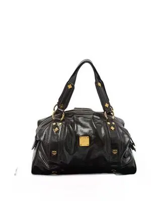 Mcm Studded Patent Leather Satchel Bag